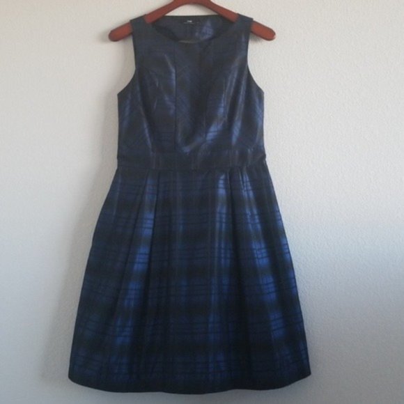 Cue | Dresses | Cue Australia Sateen Blue Plaid Aline Dress | Poshmark